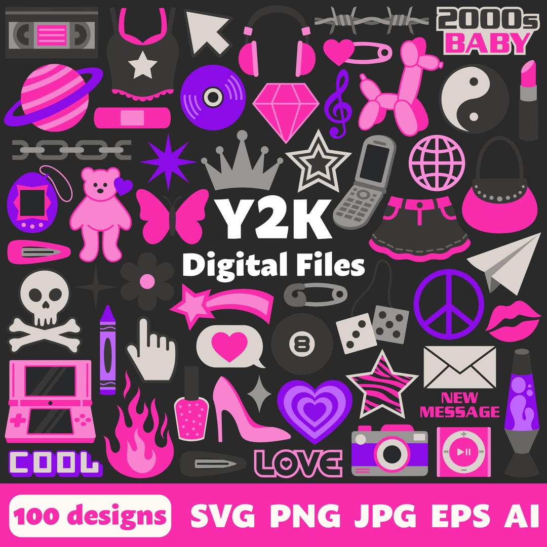 Y2K Digital Files, SVG PNG JPG, Clipart, Cut Files, Printable, Cricut ...