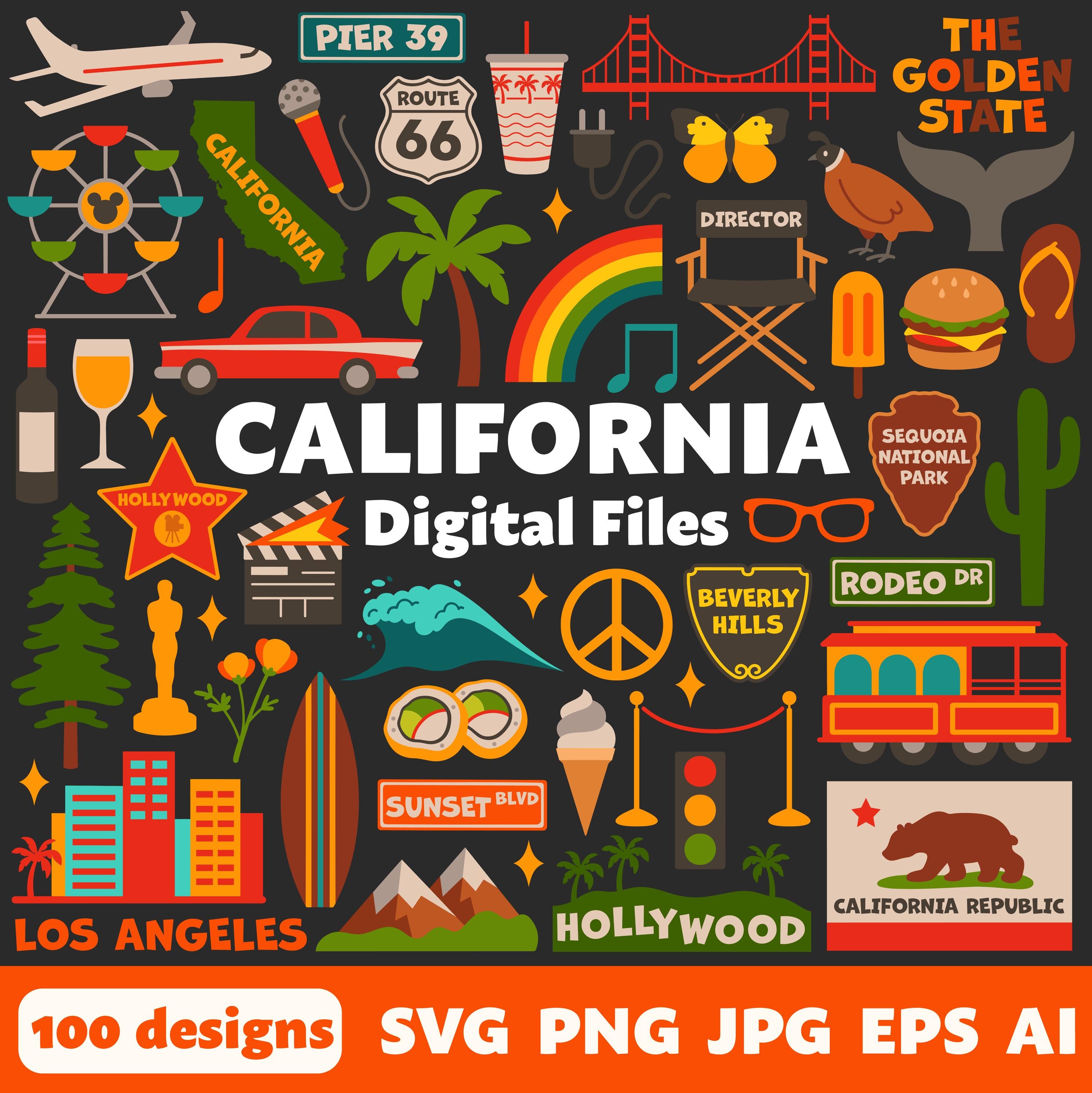 California Digital Files, SVG PNG JPG, Clipart, Cut Files, Printable ...