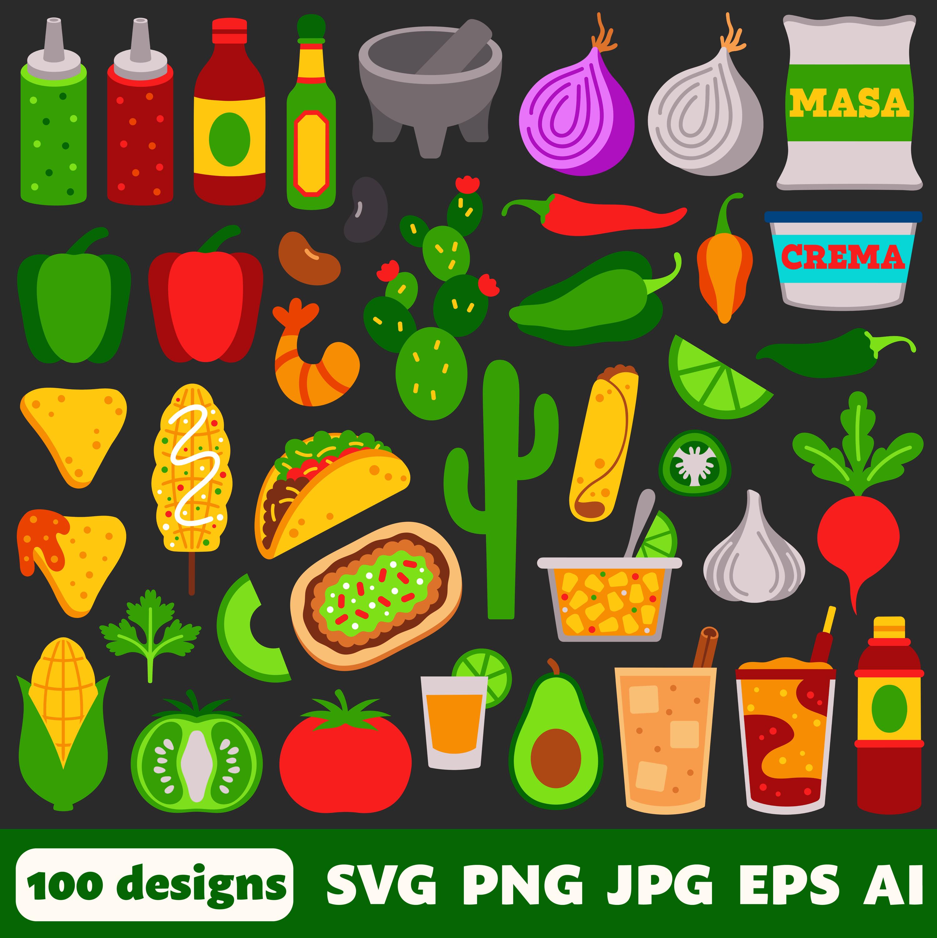 Mexican Food Digital Files, SVG PNG JPG, Clipart, Cut Files, Cricut ...