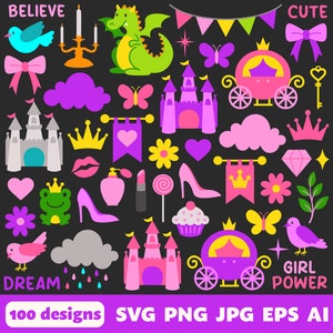 Princess Digital Files, SVG PNG JPG, Clipart, Cut Files, Birthday ...