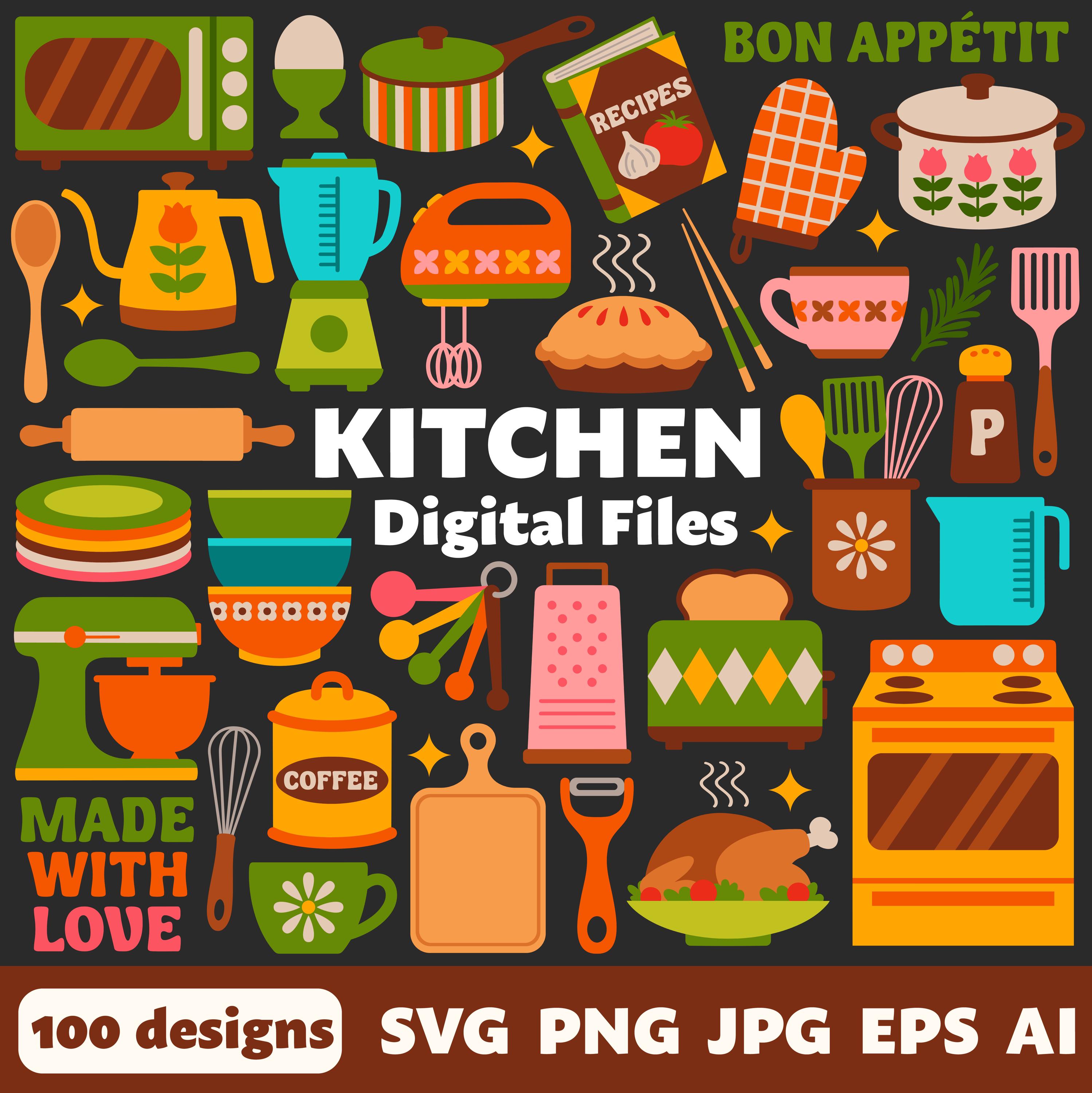 Kitchen Digital Files, SVG PNG JPG, Clipart, Cut Files, Cricut ...