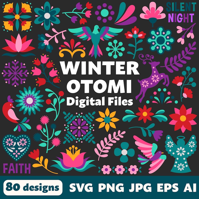 Winter Otomi Digital Files, SVG PNG JPG, Clipart, Cut Files, Cricut ...