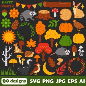 Woodland Digital Files, SVG PNG JPG, Clipart, Cut Files, Cricut, Autumn ...