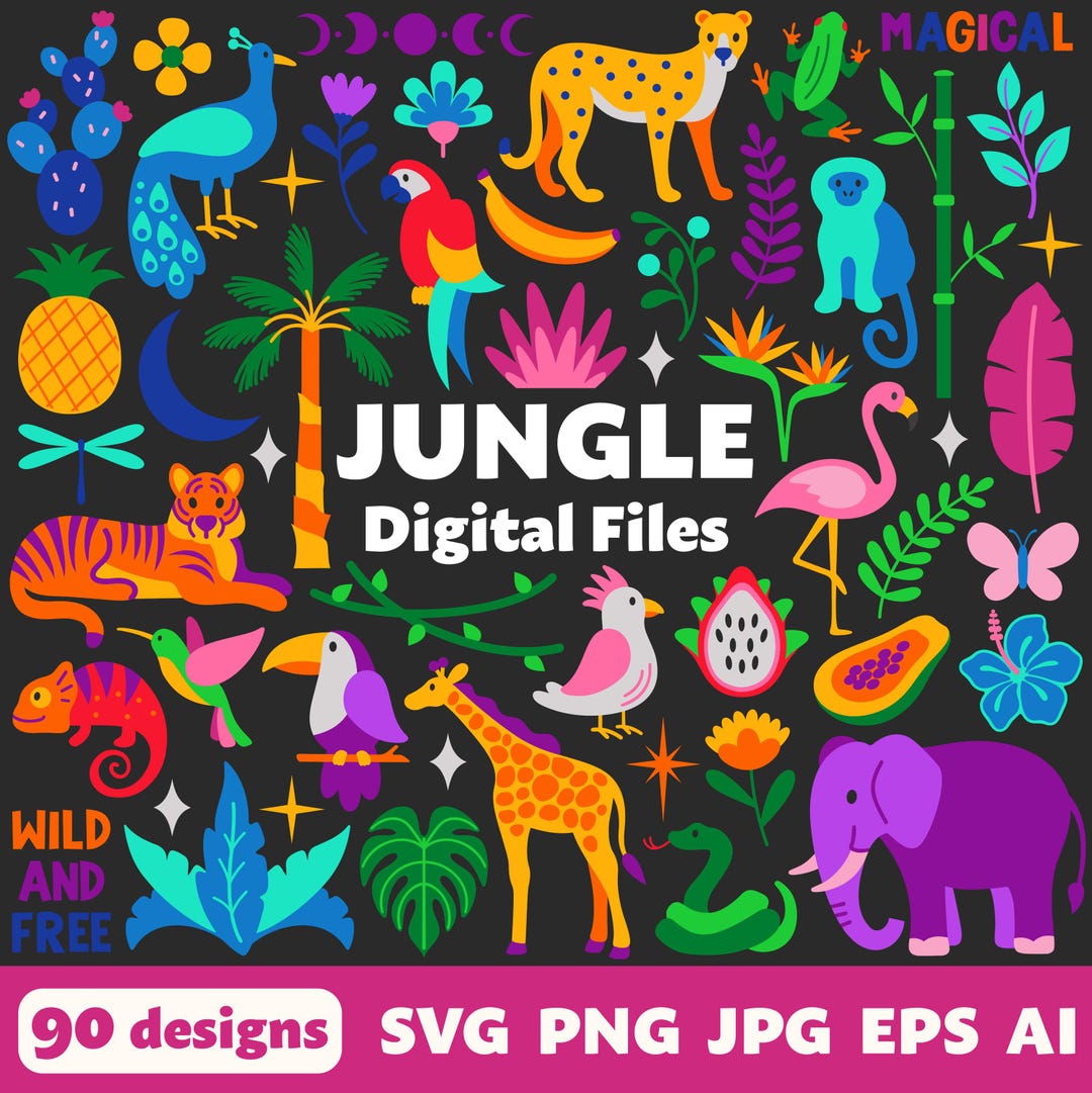 Jungle Digital Files, Clipart, Cut Files, Cricut, Printable ...