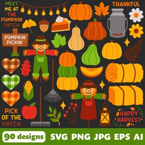 Pumpkin Patch Digital Files, SVG PNG JPG, Clipart, Cut Files, Cricut ...
