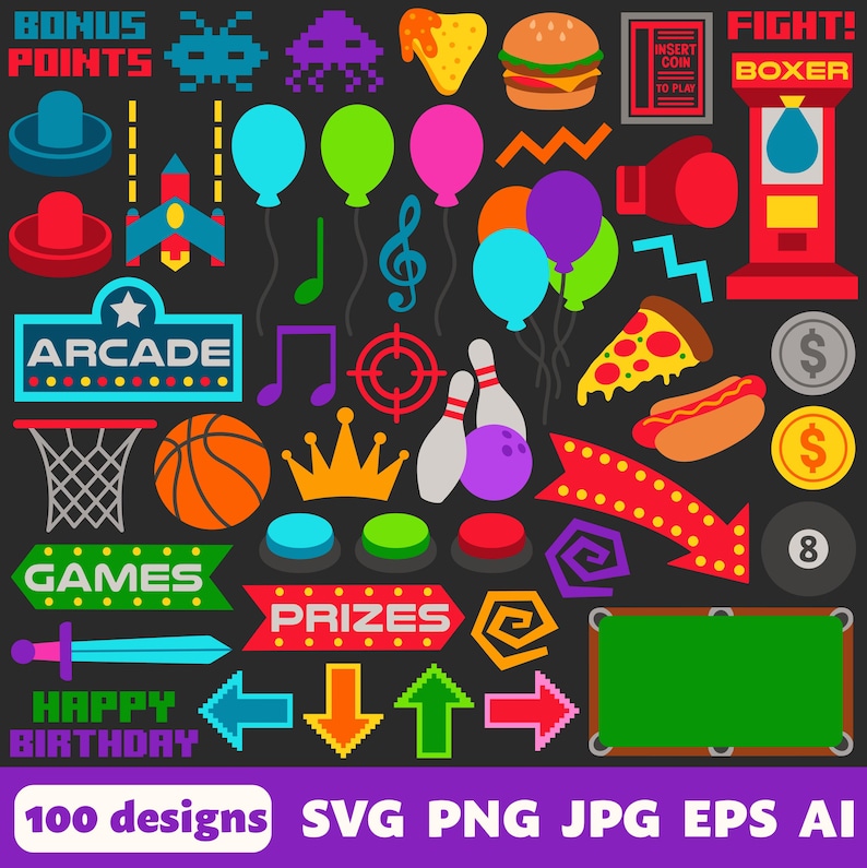 Arcade Digital Files, SVG PNG JPG, Clipart, Cut Files, Cricut ...
