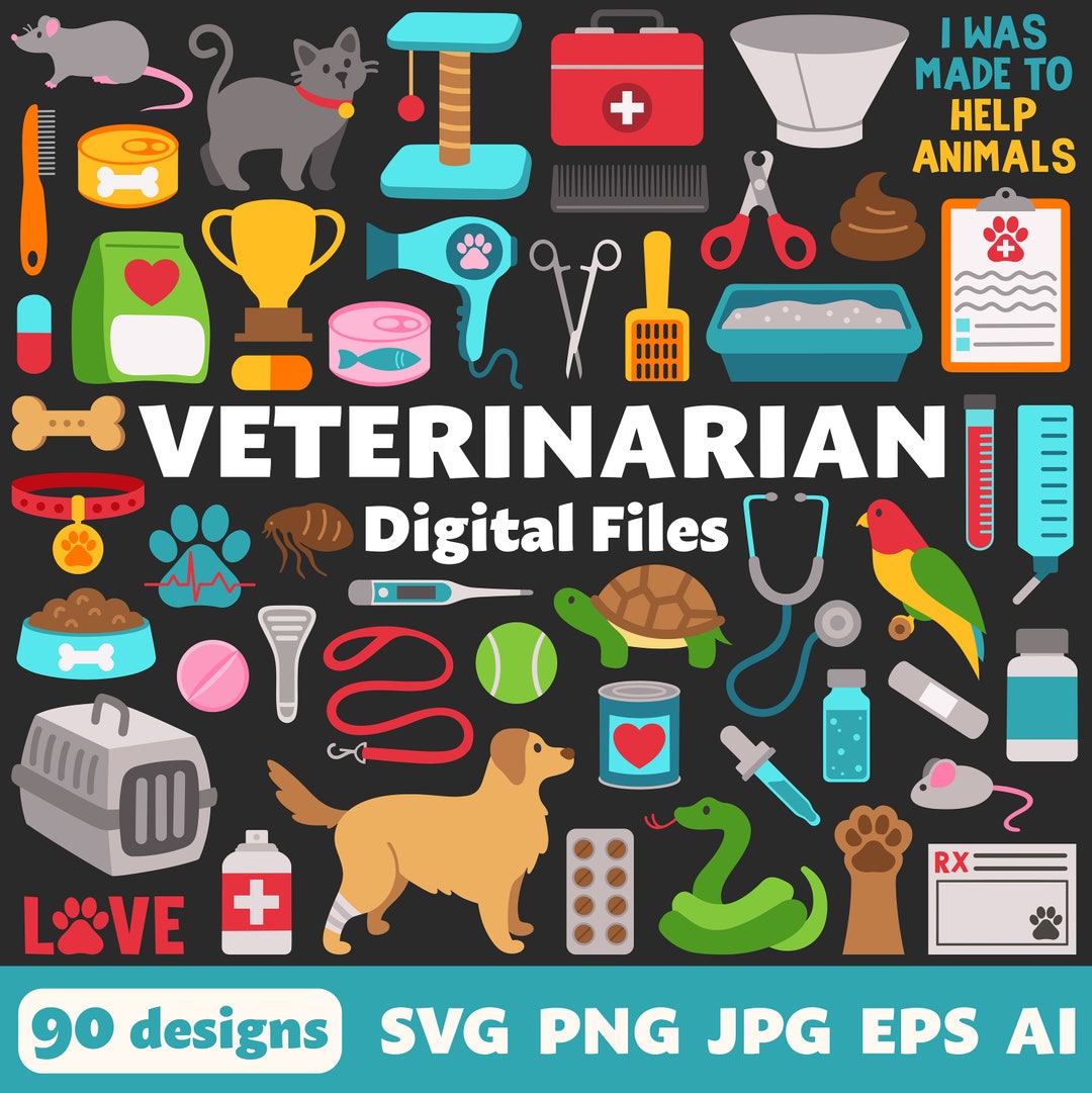 Veterinarian Digital Files, SVG PNG JPG, Clipart, Cut Files, Icons ...