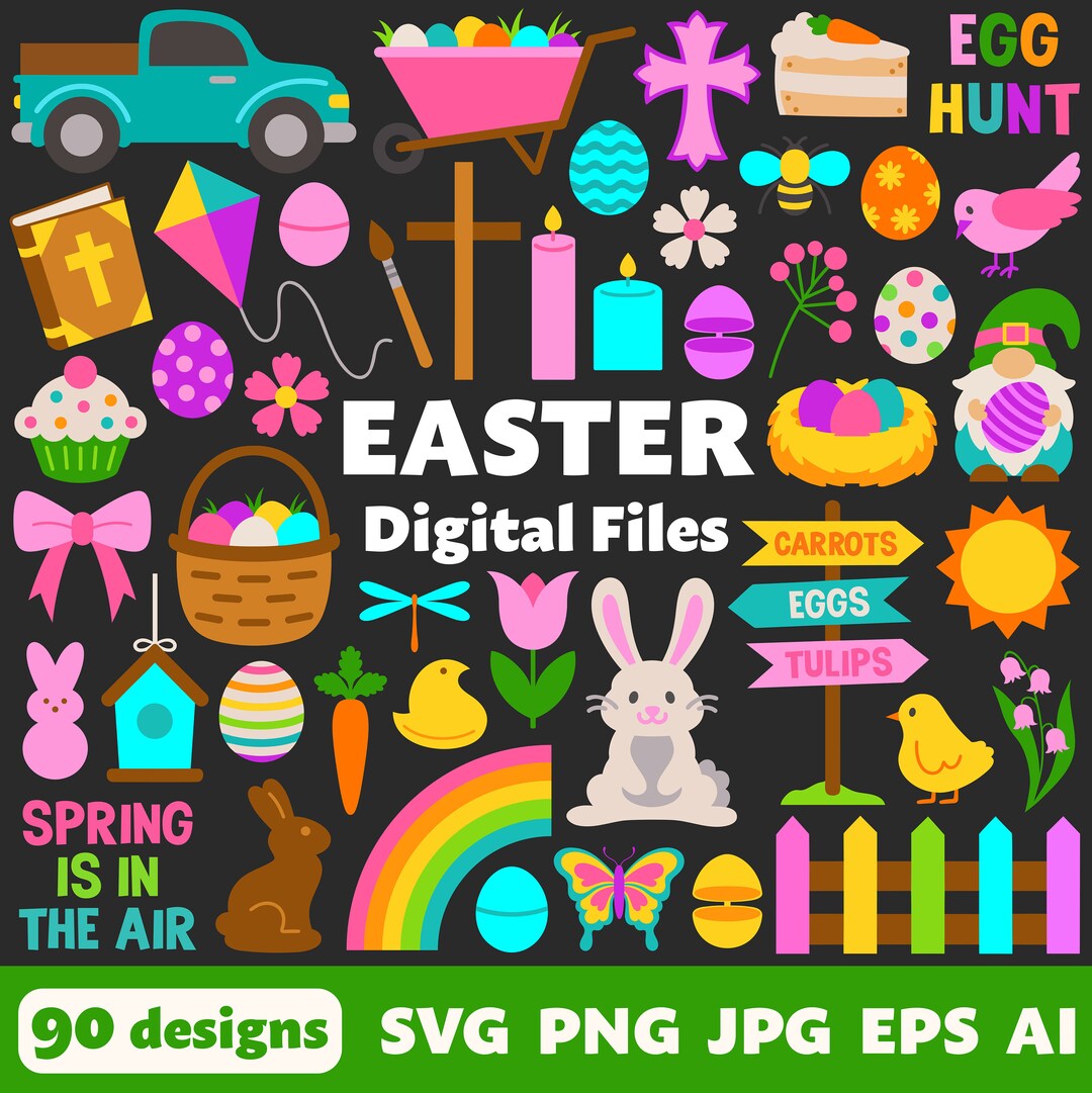 Easter Digital Files, SVG PNG JPG, Clipart, Cut Files, Cricut, Icons ...
