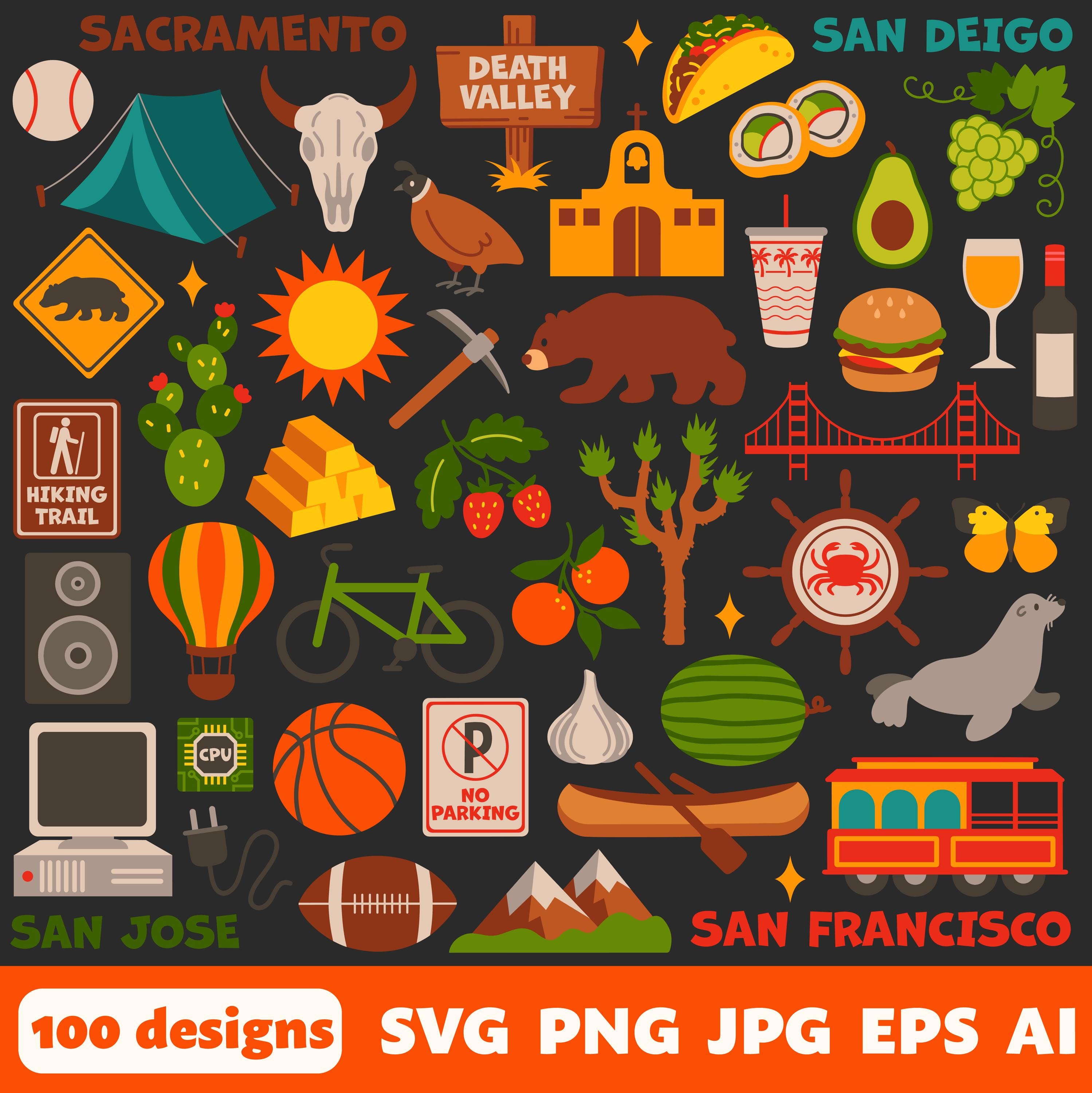 California Digital Files, SVG PNG JPG, Clipart, Cut Files, Printable ...
