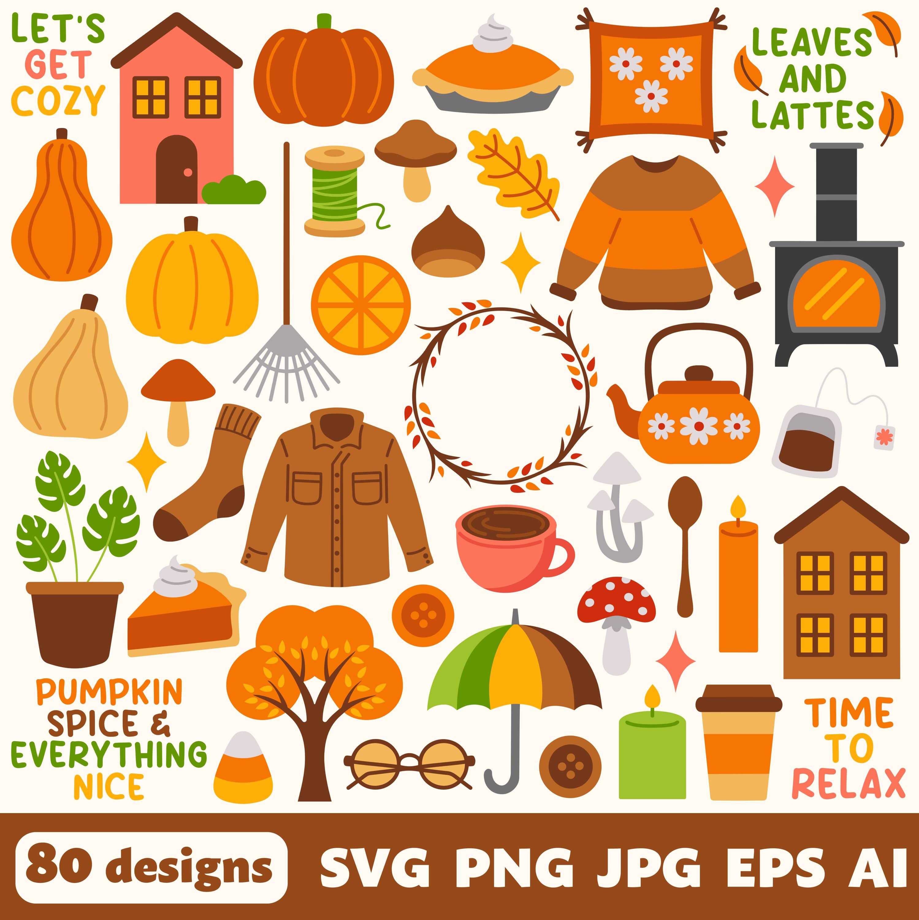 Cozy Autumn Digital Files, SVG PNG JPG, Clipart, Cut Files, Printable ...