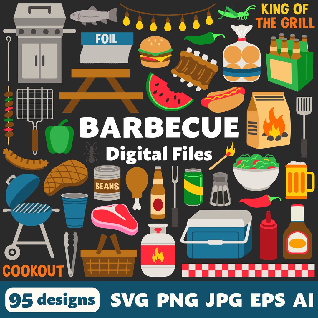 Barbecue Digital Files, SVG PNG JPG, Clipart, Cut Files, Graphics ...