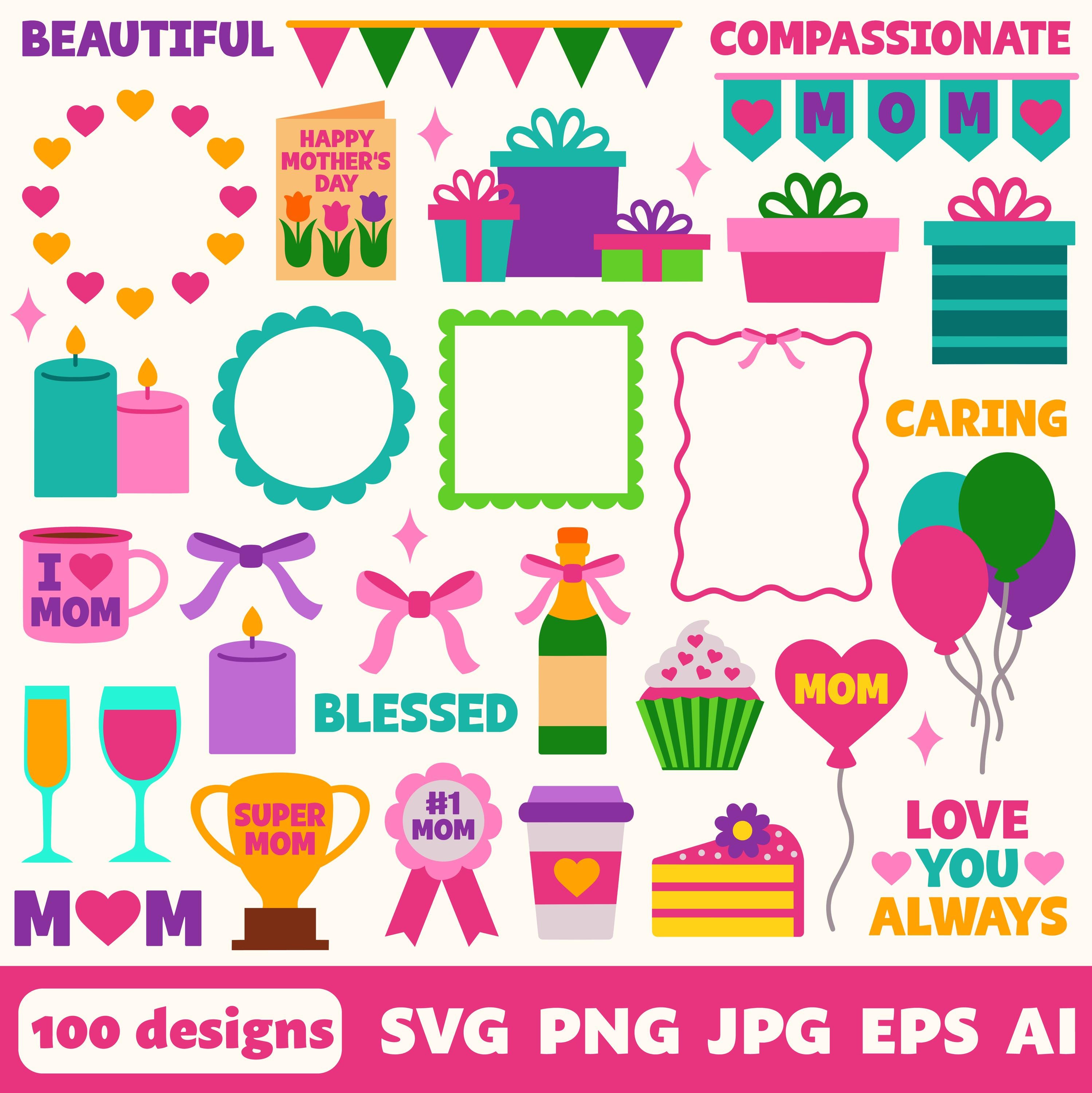Mother's Day Digital Files, SVG PNG JPG, Clipart, Cut Files, Printable ...