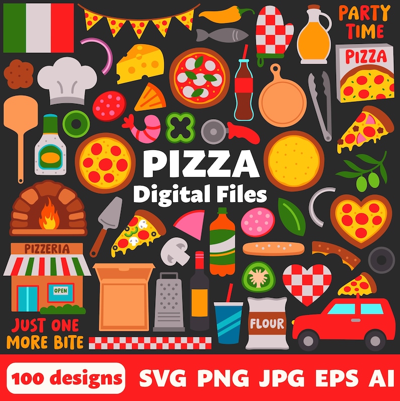 Pizza Digital Files, SVG PNG JPG, Clipart, Cut Files, Graphics, Cricut ...