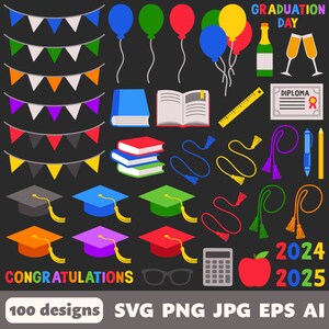 Graduation 2024 2025 Digital Files, SVG PNG JPG, Clipart, Cut Files ...