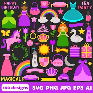 Princess Digital Files, SVG PNG JPG, Clipart, Cut Files, Birthday ...