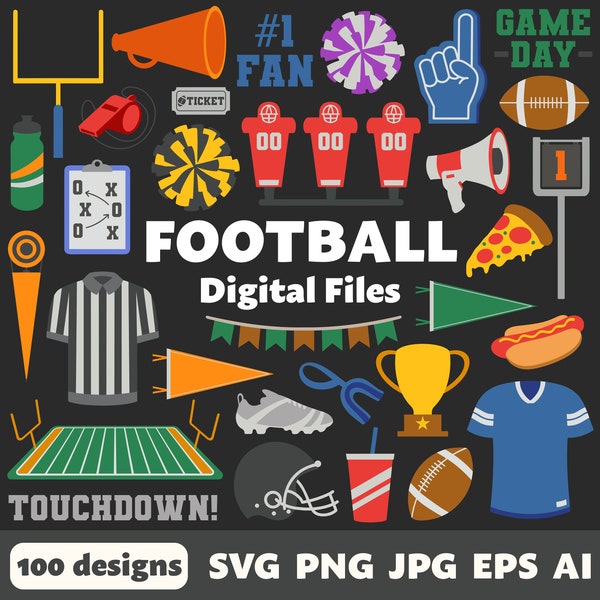 Football Clipart - Etsy