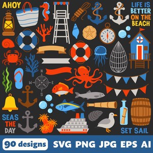 Nautical Digital Files, SVG PNG JPG, Clipart, Cut Files, Printable ...