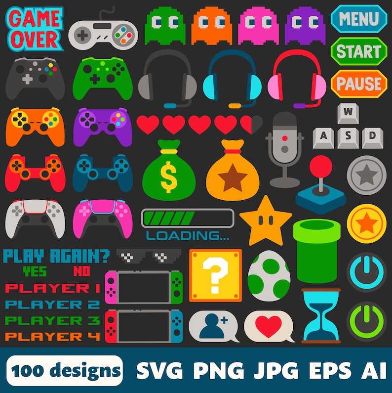 Gamer Digital Files, SVG PNG JPG, Clipart, Cut Files, Printable, Cricut ...