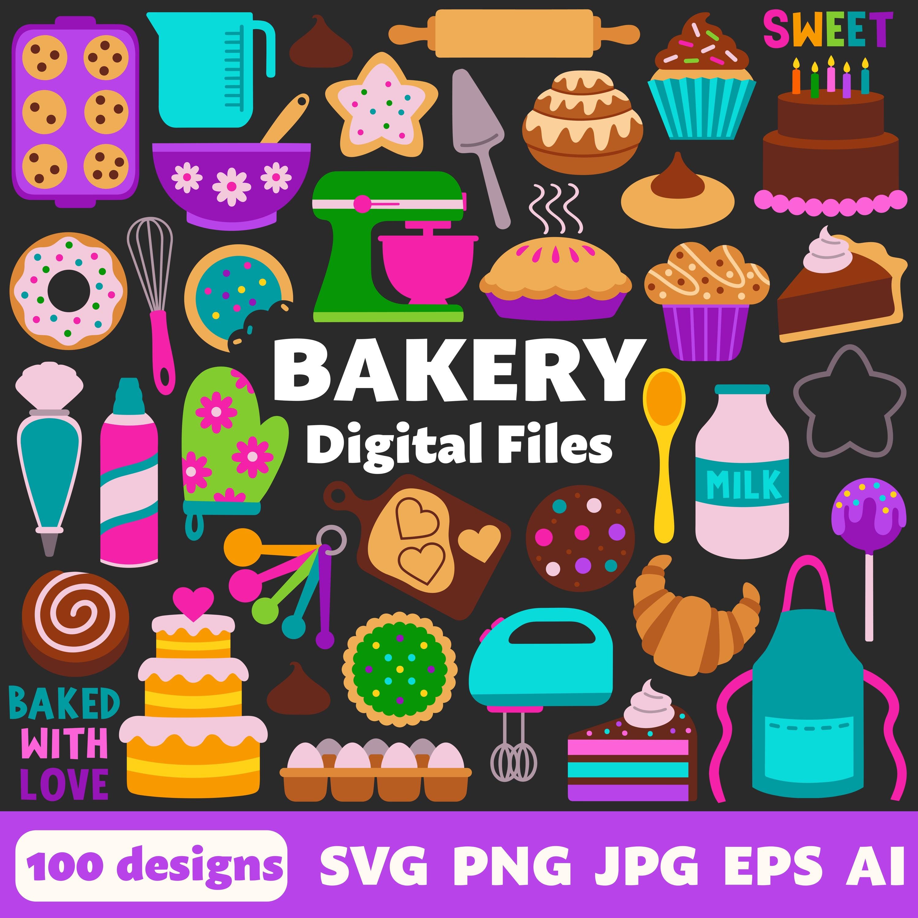 Bakery Digital Files, SVG PNG JPG, Clipart, Cut Files, Printable ...
