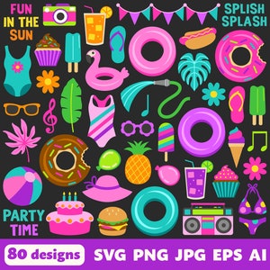 Pool Party Digital Files, SVG PNG JPG, Clipart, Cut Files, Cricut ...