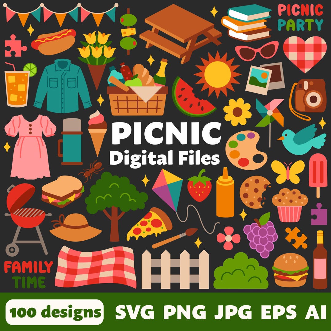 Picnic Digital Files, SVG PNG JPG, Clipart, Cut Files, Cricut, Summer ...