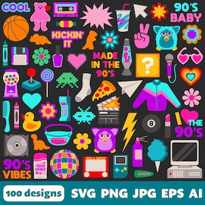 Nostalgic 90s Digital Files, SVG PNG JPG, Clipart, Cut Files, Graphics ...