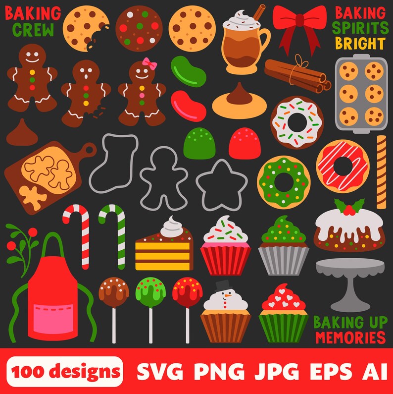 Christmas Bakery Digital Files, SVG PNG JPG, Clipart, Cut Files ...