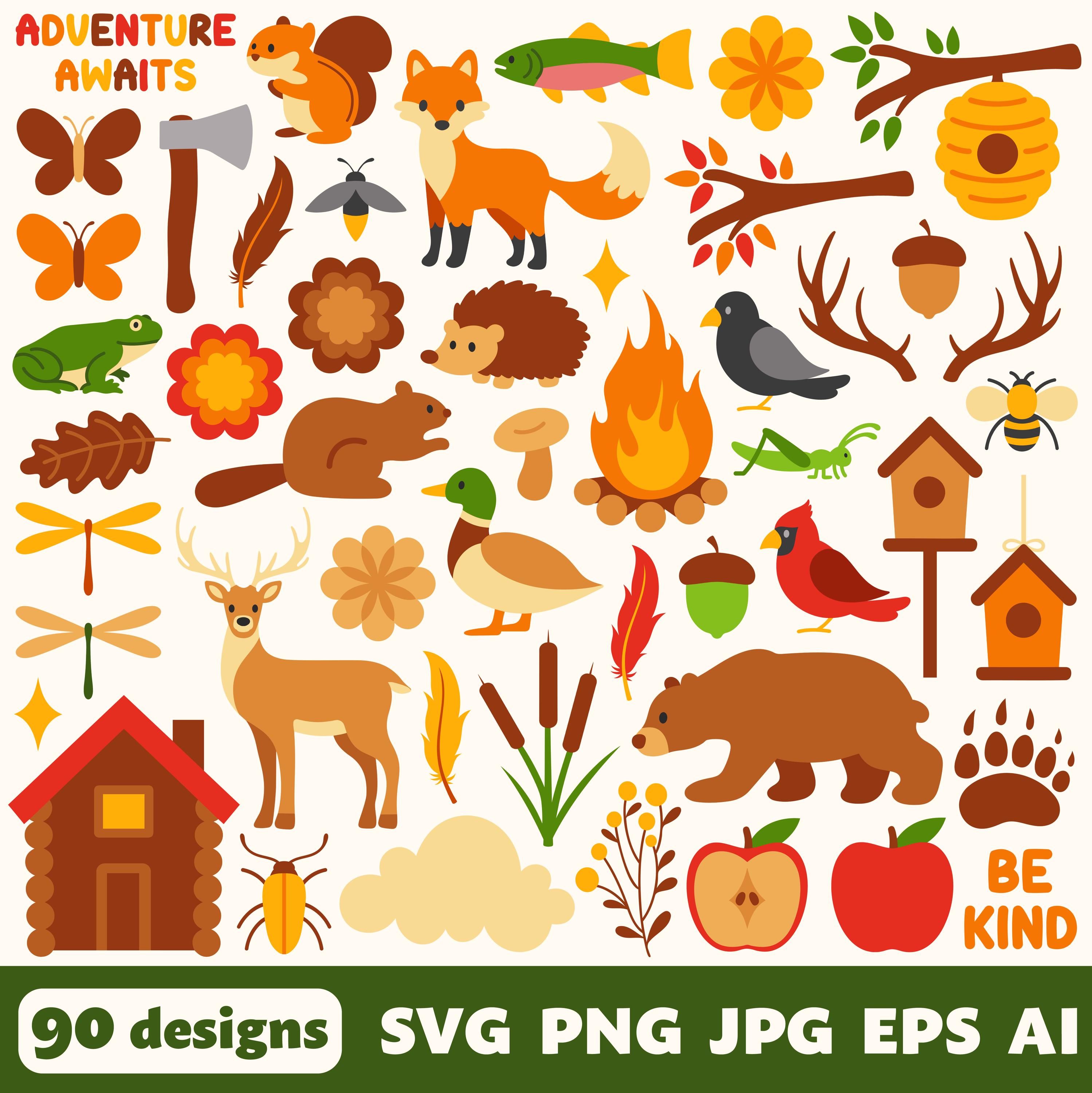 Woodland Digital Files, SVG PNG JPG, Clipart, Cut Files, Cricut, Autumn ...