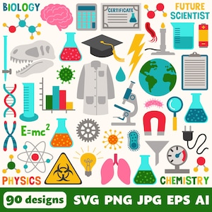 Science Digital Files, SVG PNG JPG, Clipart, Cut Files, Printable ...