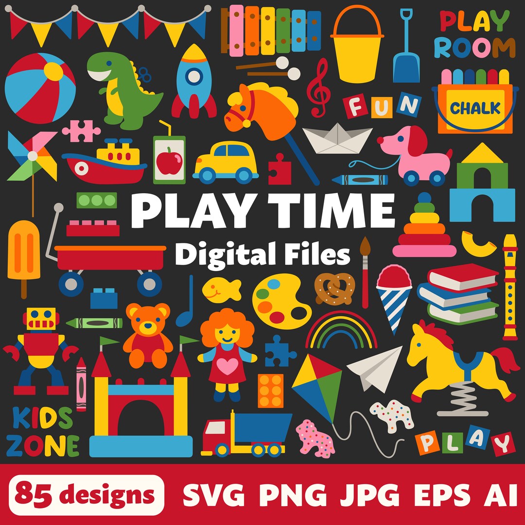 Play Time Digital Files, SVG PNG JPG, Clipart, Cut Files, Cricut, Kids ...