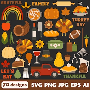 Thanksgiving Digital Files, SVG PNG JPG, Clipart, Cut Files, Cricut ...