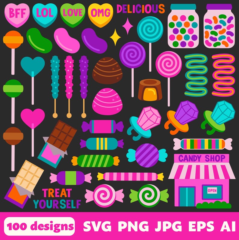 Archivos digitales de dulces, SVG PNG JPG, imágenes prediseñadas ...