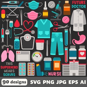 Medical Digital Files, SVG PNG JPG, Clipart, Cut Files, Printable ...