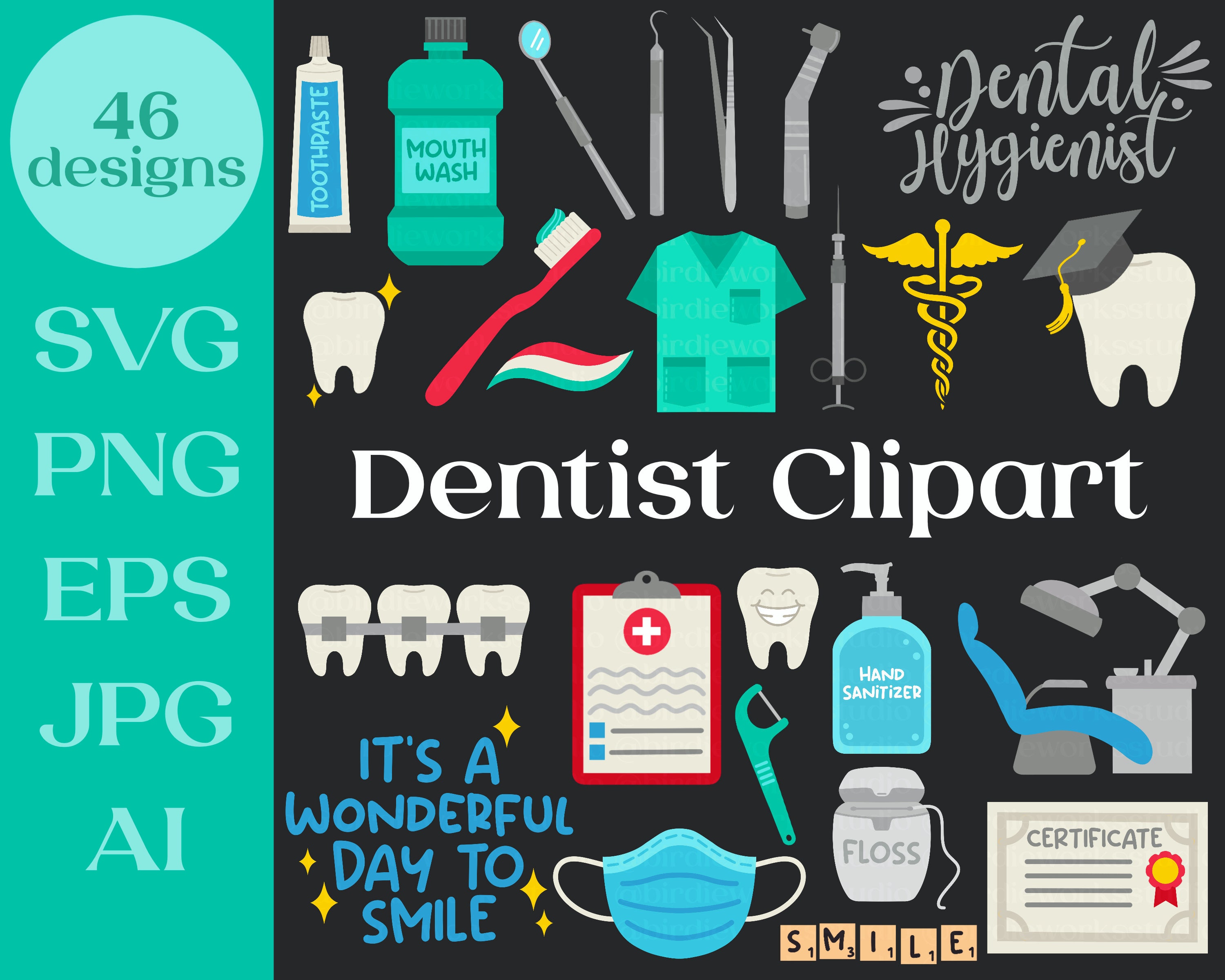 Dental Hygienist Tools Clip Art