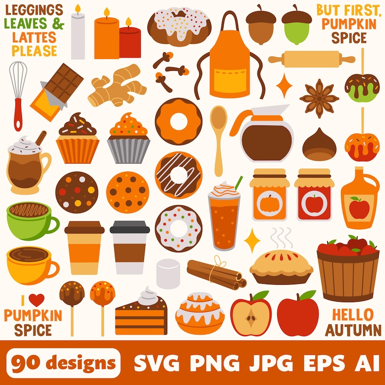 Pumpkin Spice Digital Files, SVG PNG JPG, Clipart, Cut Files, Cricut ...