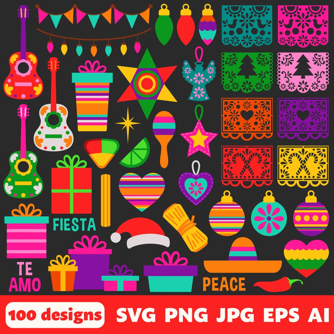 Christmas Fiesta Digital Files, SVG PNG JPG, Clipart, Cut Files, Cricut ...
