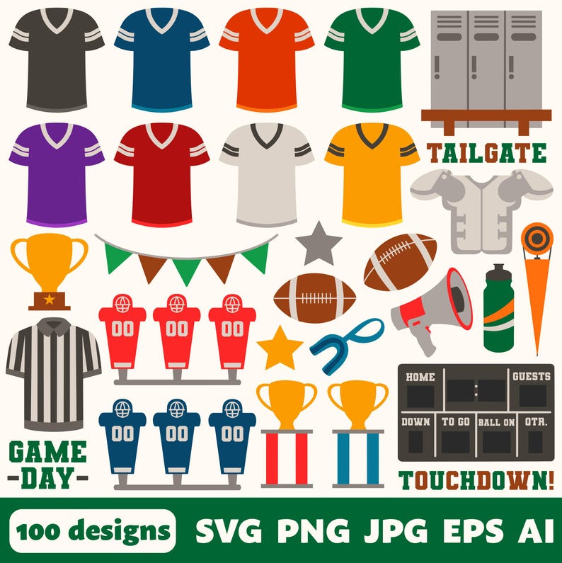 Football Digital Files, SVG PNG JPG, Clipart, Cut Files, Cricut, Sports ...