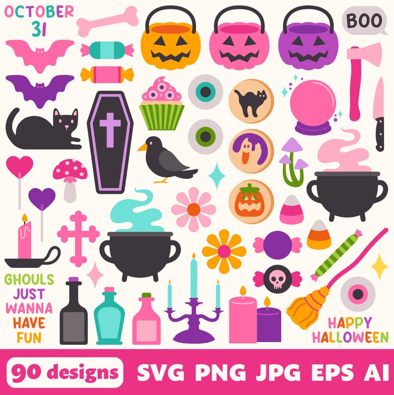 Cute Halloween Digital Files, SVG PNG JPG, Clipart, Cut Files ...
