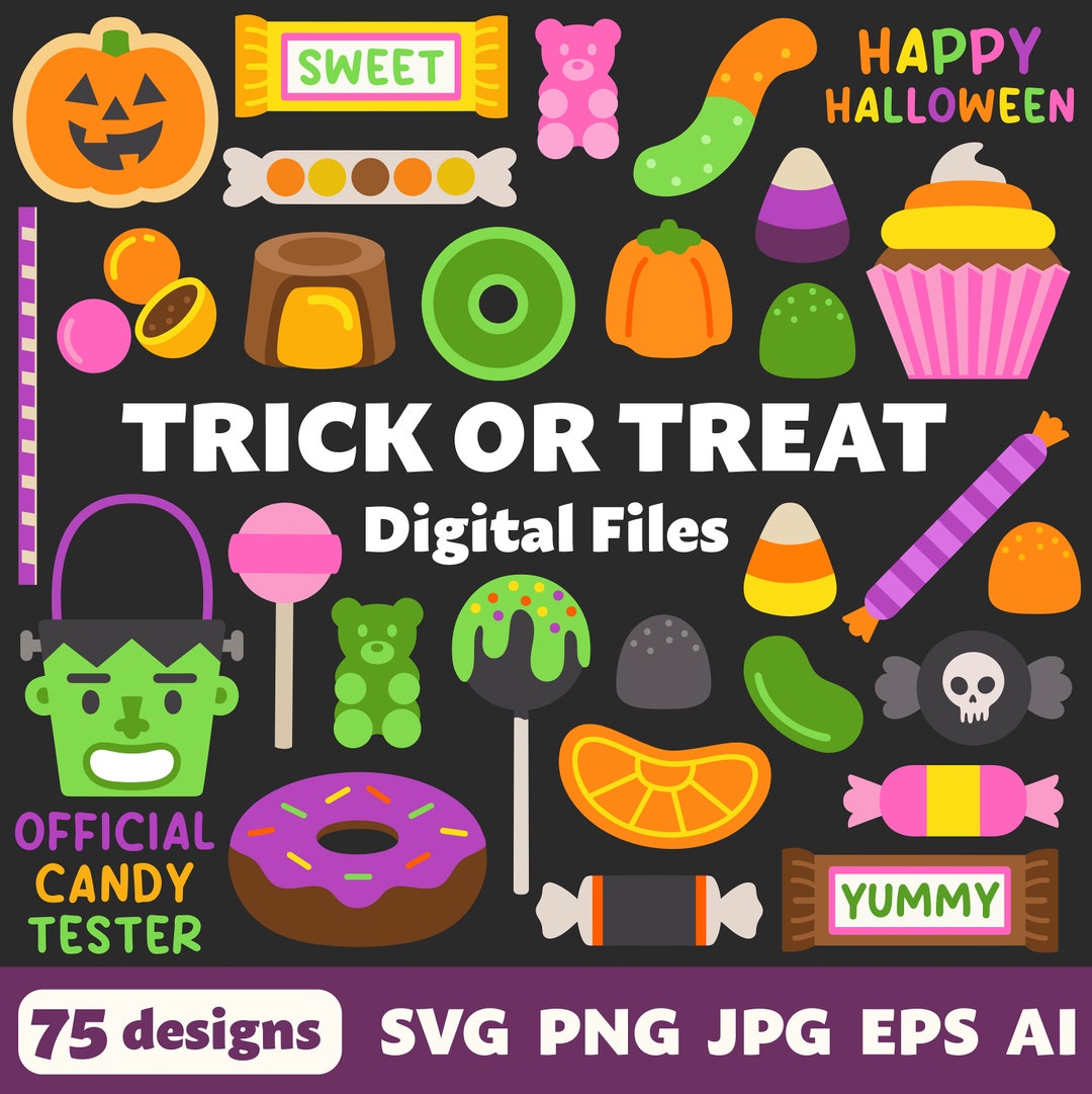 Trick or Treat Digital Files, SVG PNG JPG, Clipart, Cut Files ...