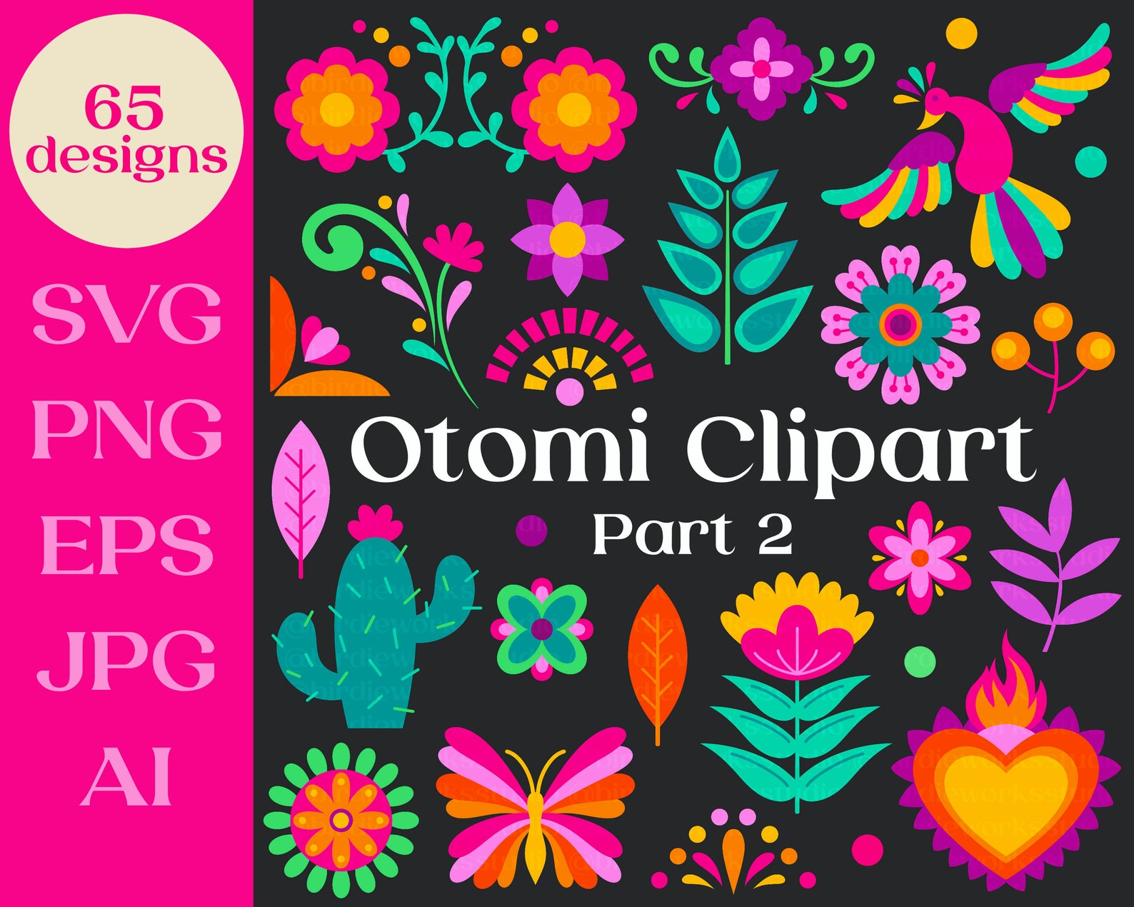 Mexican Otomi 2 Clipart & Cut Files SVG PNG JPG Vectores - Etsy México