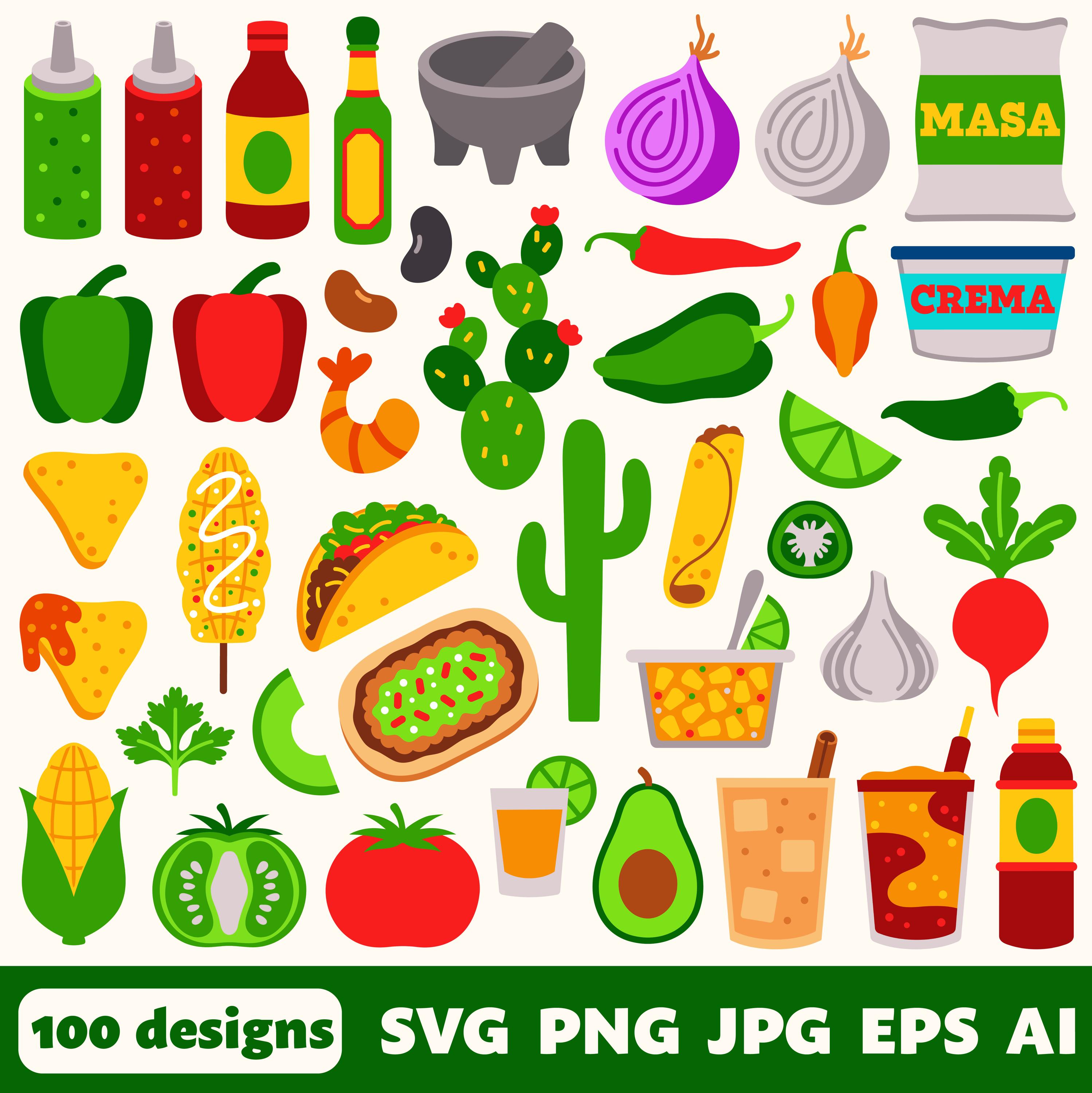 Mexican Food Digital Files, SVG PNG JPG, Clipart, Cut Files, Cricut ...