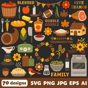 Thanksgiving Digital Files, SVG PNG JPG, Clipart, Cut Files, Cricut ...