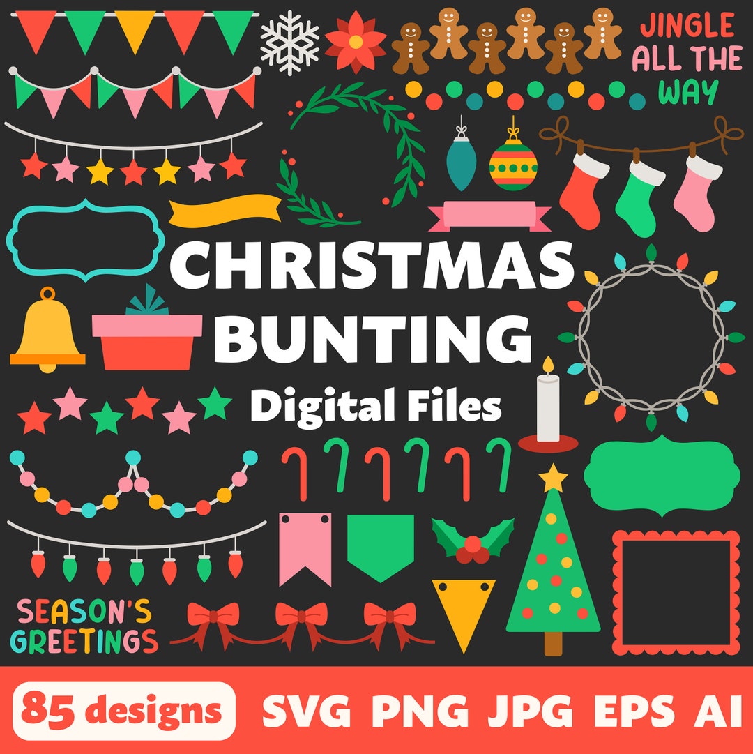 Christmas Bunting Digital Files, SVG PNG JPG, Clipart, Cut Files ...
