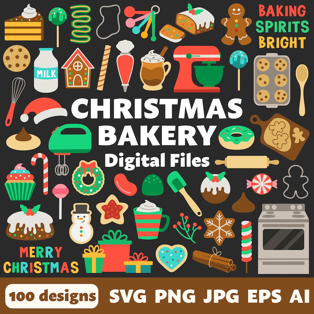Christmas Bakery Digital Files, SVG PNG JPG, Clipart, Cut Files ...