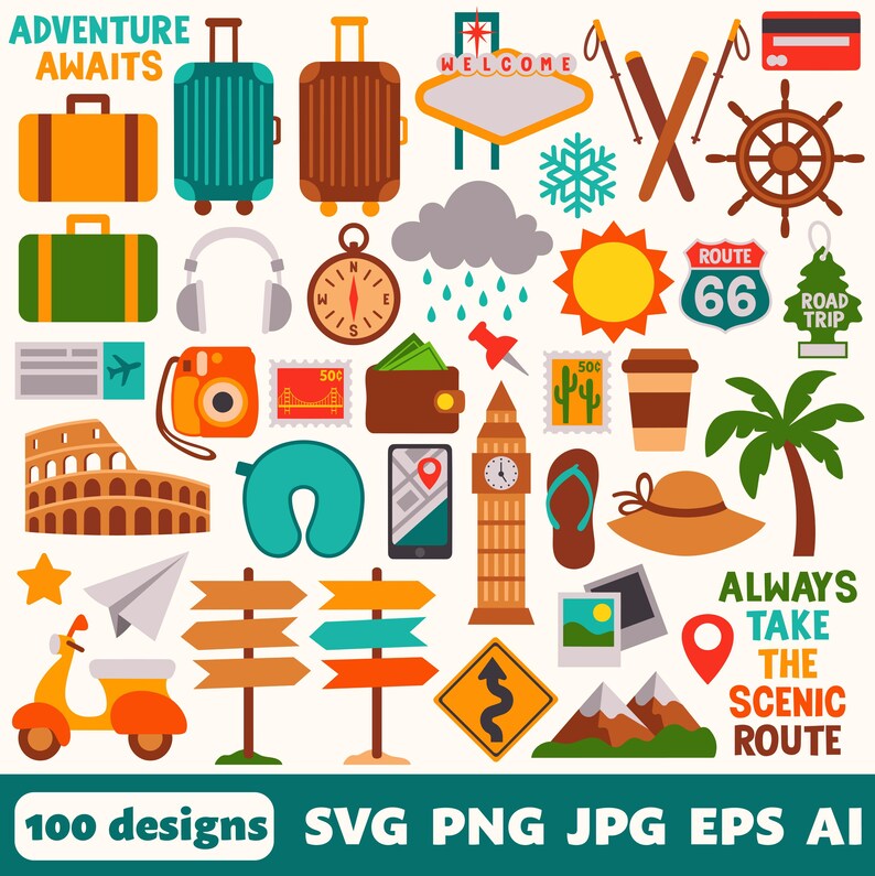 Travel Digital Files, SVG PNG JPG, Clipart, Cut Files, Graphics, Cricut ...