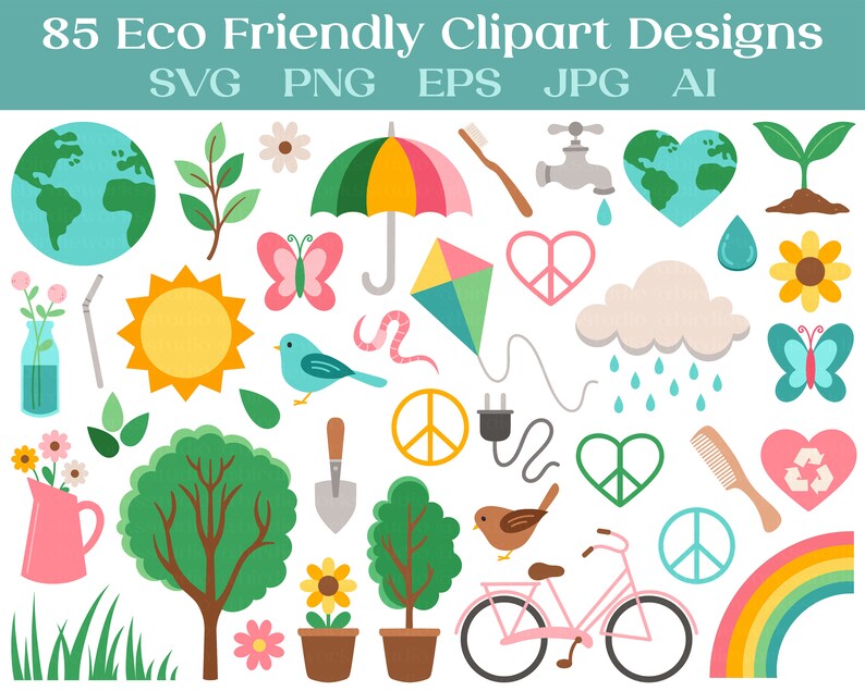 Eco Friendly Clipart & Cut Files SVG PNG JPG Cricut - Etsy