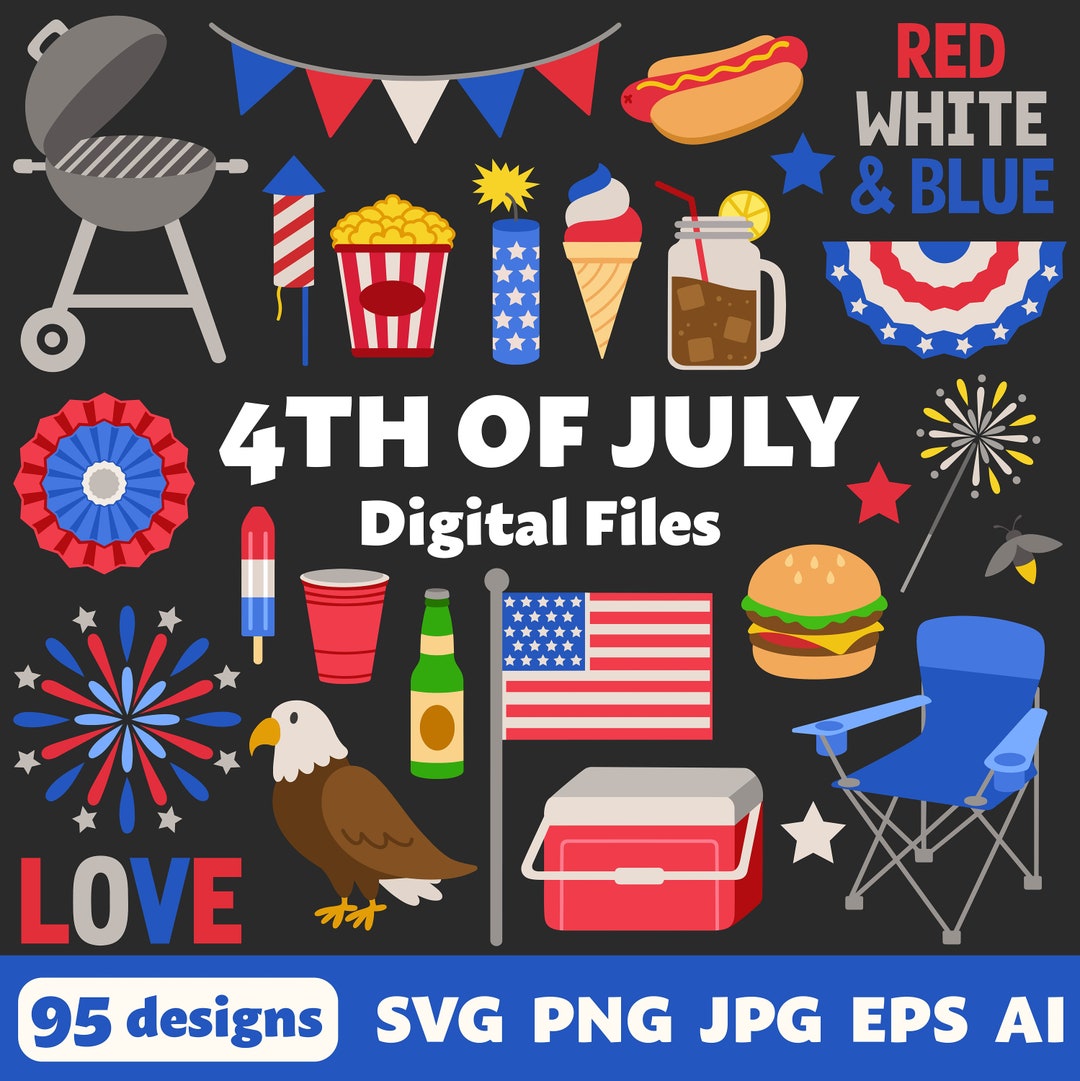 4th of July Digital Files, SVG PNG JPG, Clipart, Cut Files, Cricut ...