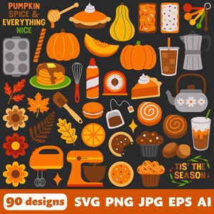 Pumpkin Spice Digital Files, SVG PNG JPG, Clipart, Cut Files, Cricut ...
