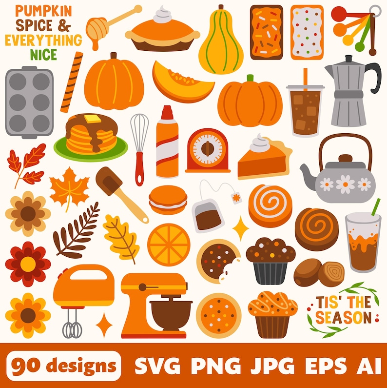 Pumpkin Spice Digital Files, SVG PNG JPG, Clipart, Cut Files, Cricut ...