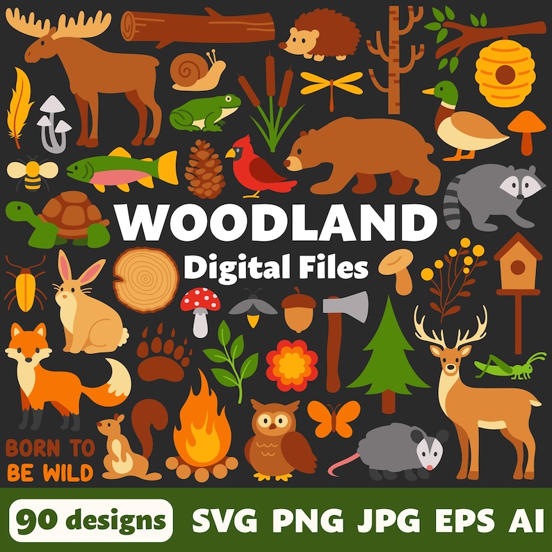 Woodland Digital Files, SVG PNG JPG, Clipart, Cut Files, Cricut, Autumn ...